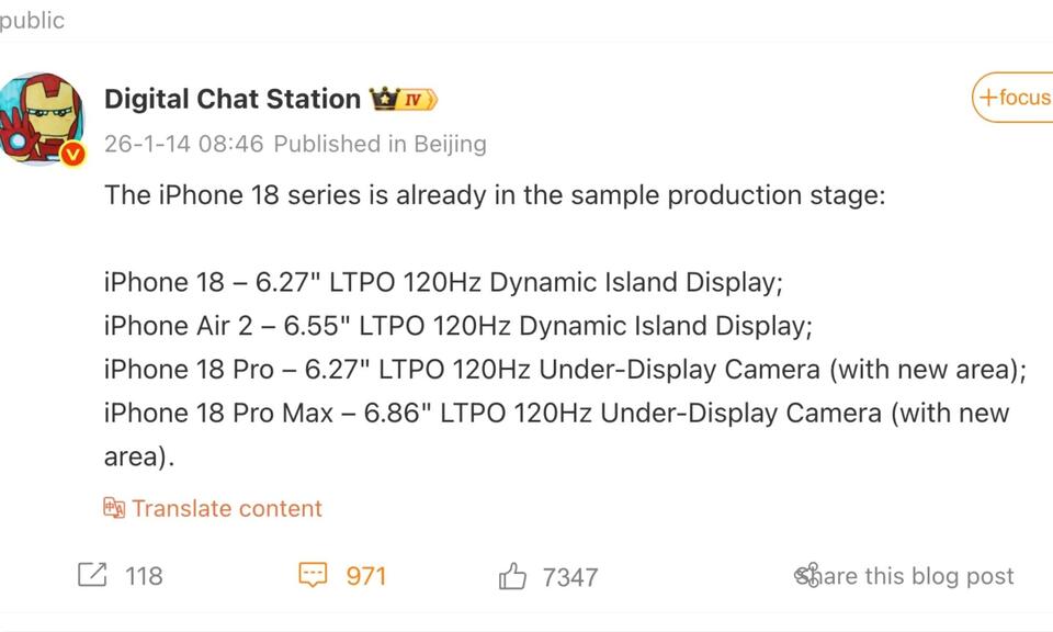 iPhone 18 Pro may kill the Dynamic Island and join the punch-hole party ...