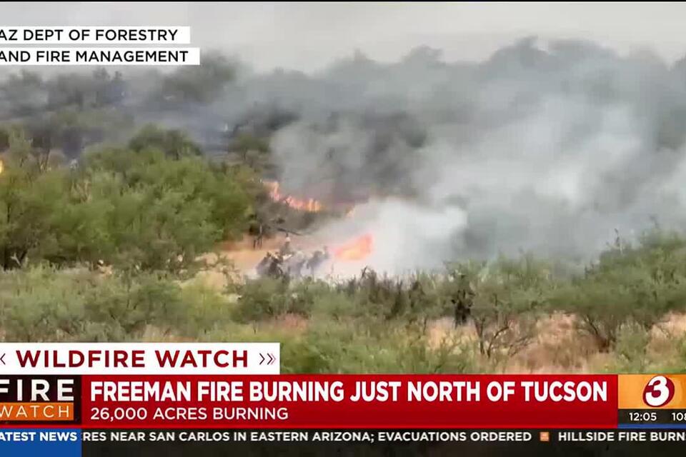 Freeman Fire grows to 26,000 acres north of Tucson - NewsBreak