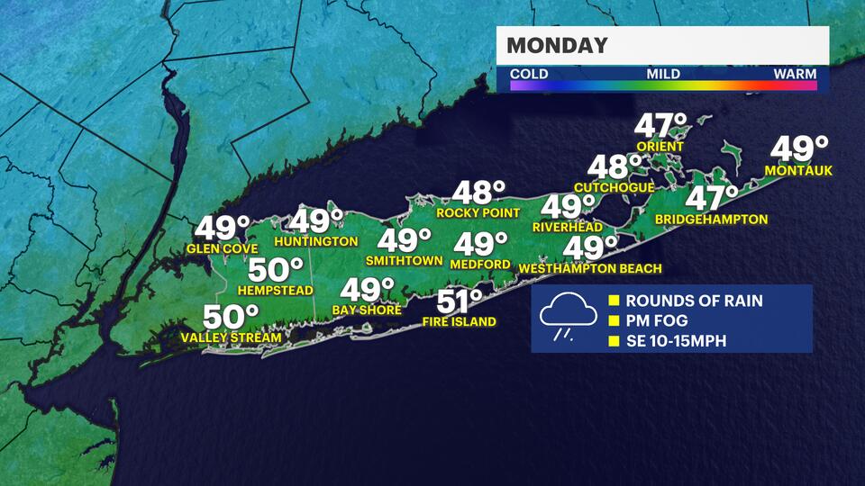 Overnight rain lingers into Monday, kicks off wet week on Long Island ...