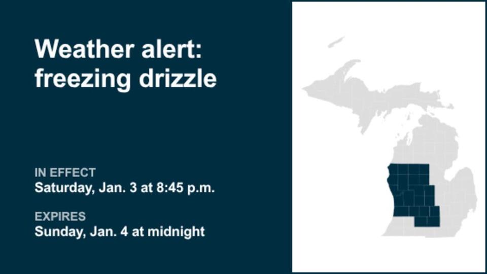 Expect freezing drizzle in 21 Michigan counties until early Sunday ...