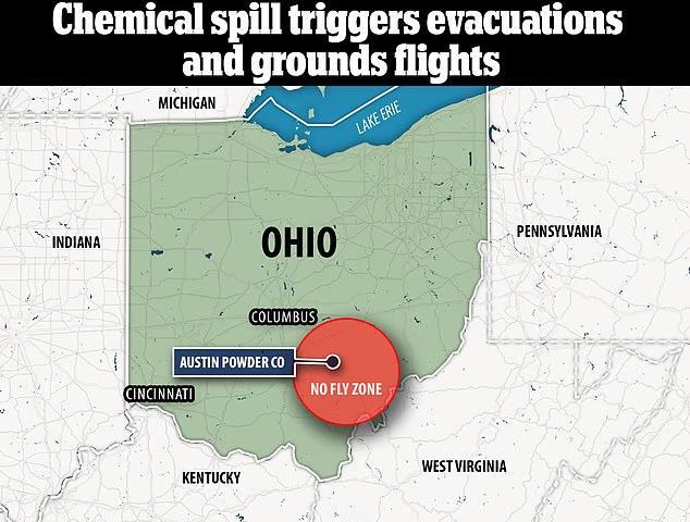 Panic in Ohio as huge NITRIC ACID spill grounds flights and sparks mass ...
