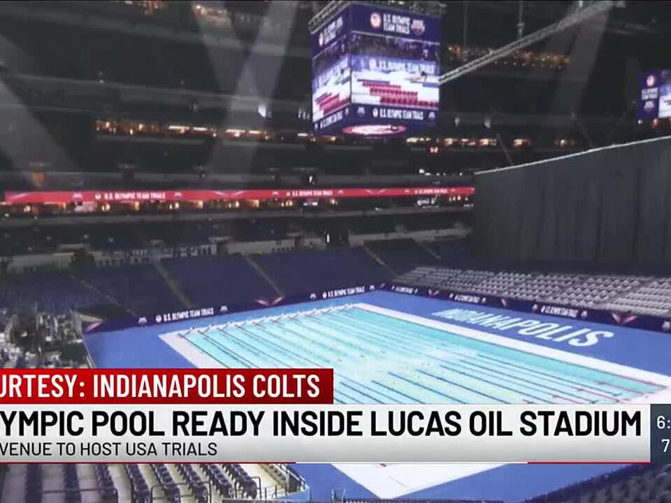Construction on pool being used in 2024 U.S. Swimming Olympic Trials ...