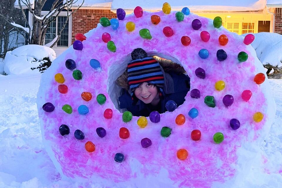 Rhode Island Family Builds Giant Snow Donut After Blizzard of ’26 ...