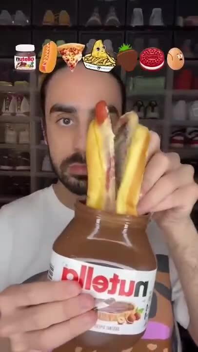 Food ASMR Eating a Hot Dog with Nutella and other snacks - NewsBreak