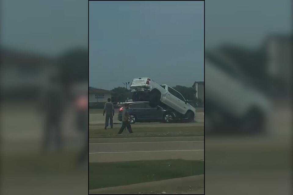 Texas Highway Crash Leaves Truck on Top of Car - NewsBreak