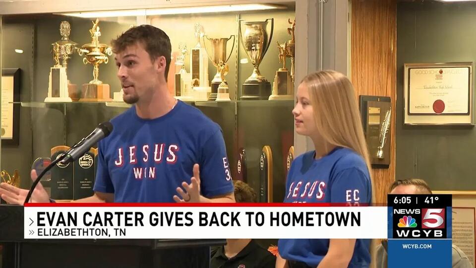 World Series champion Evan Carter gives proceeds from 'Jesus Won ...