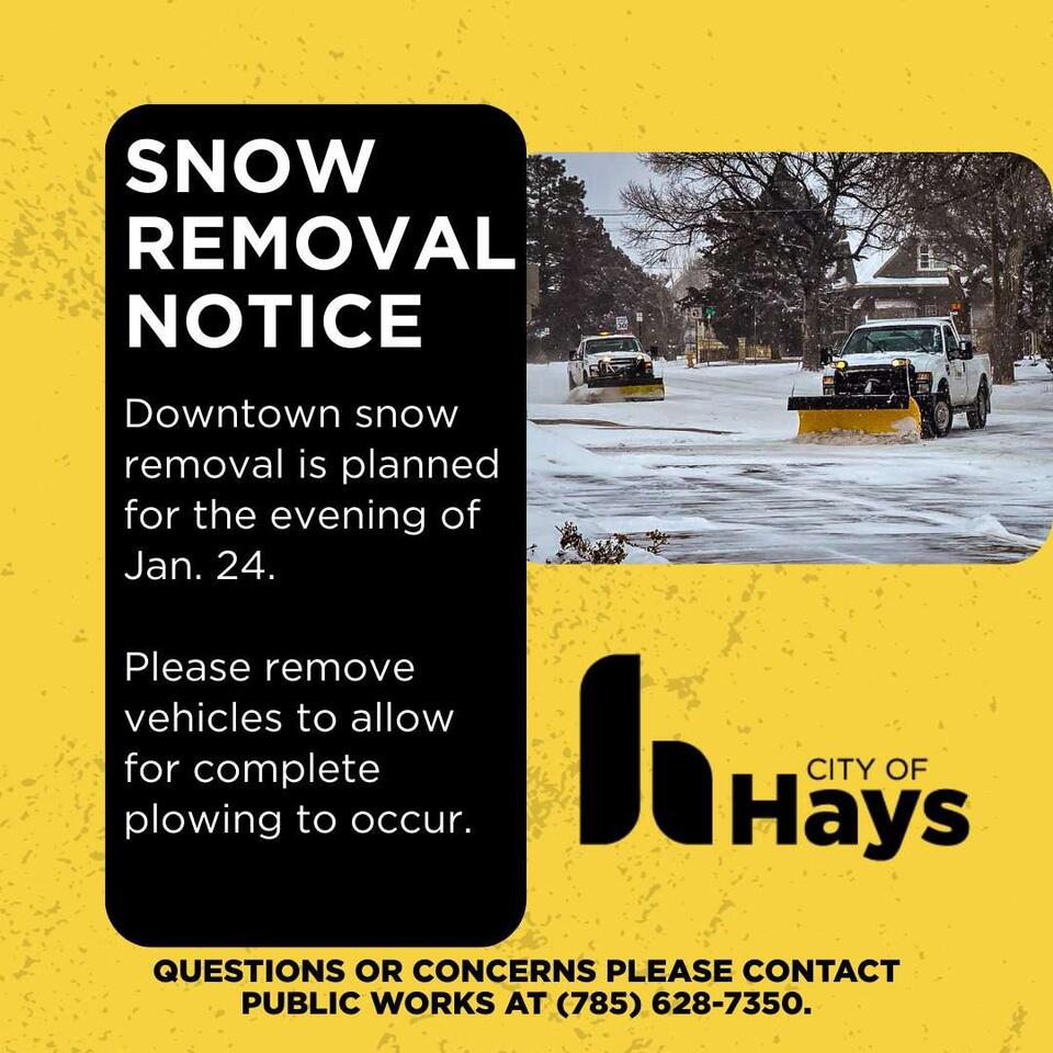 Downtown snow removal Saturday night in Hays - NewsBreak