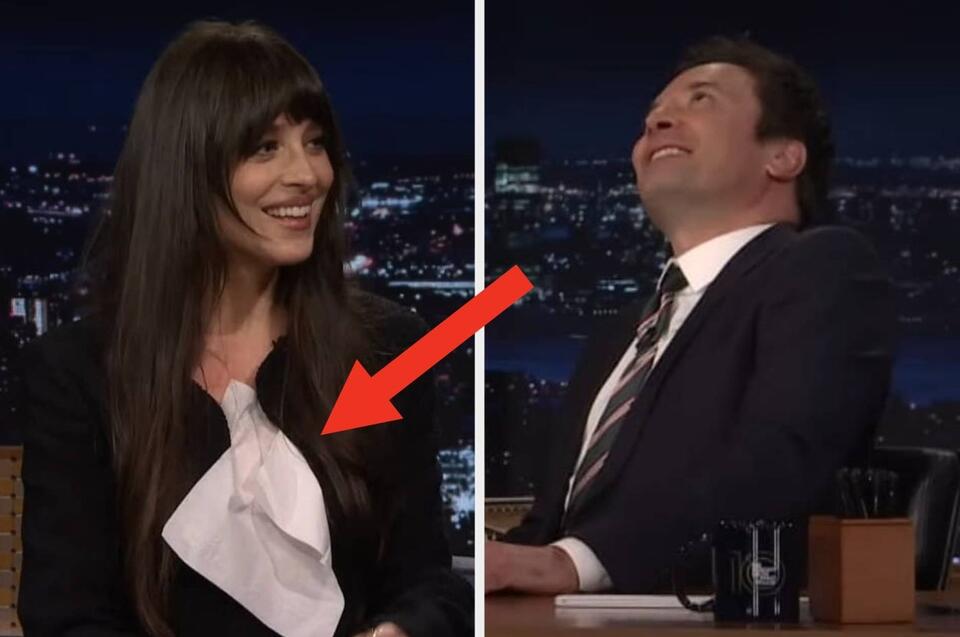 Dakota Johnson Appeared On “The Tonight Show” In A Super Low-Cut Mini ...