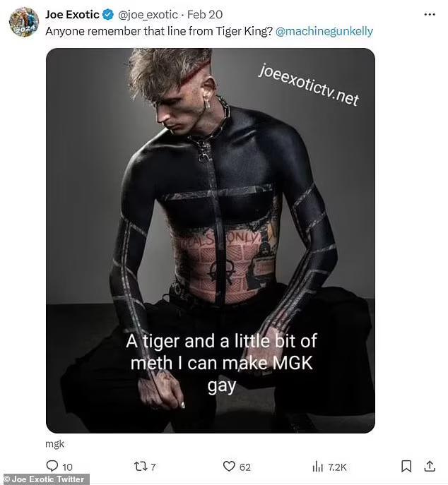 Tiger King's Joe Exotic shoots his shot at Machine Gun Kelly from ...