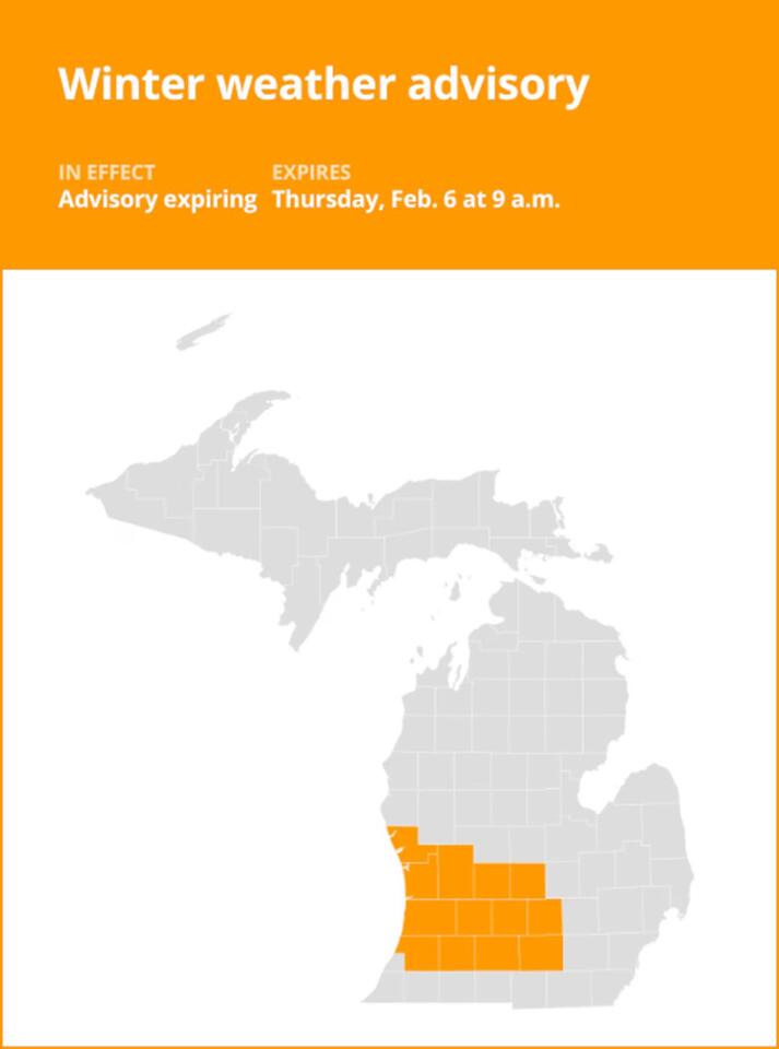 Update: The current winter weather advisory will be expiring at 9 a.m ...