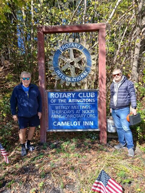 Rotary Club of the Abingtons member refurbishes sign - NewsBreak