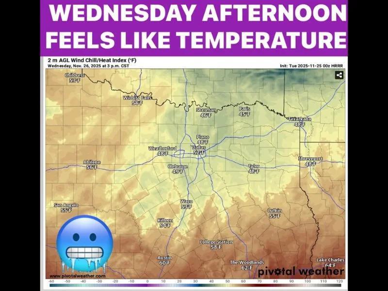 Strong Cold Front to Bring Freezing Wind Chills Across North Texas on ...