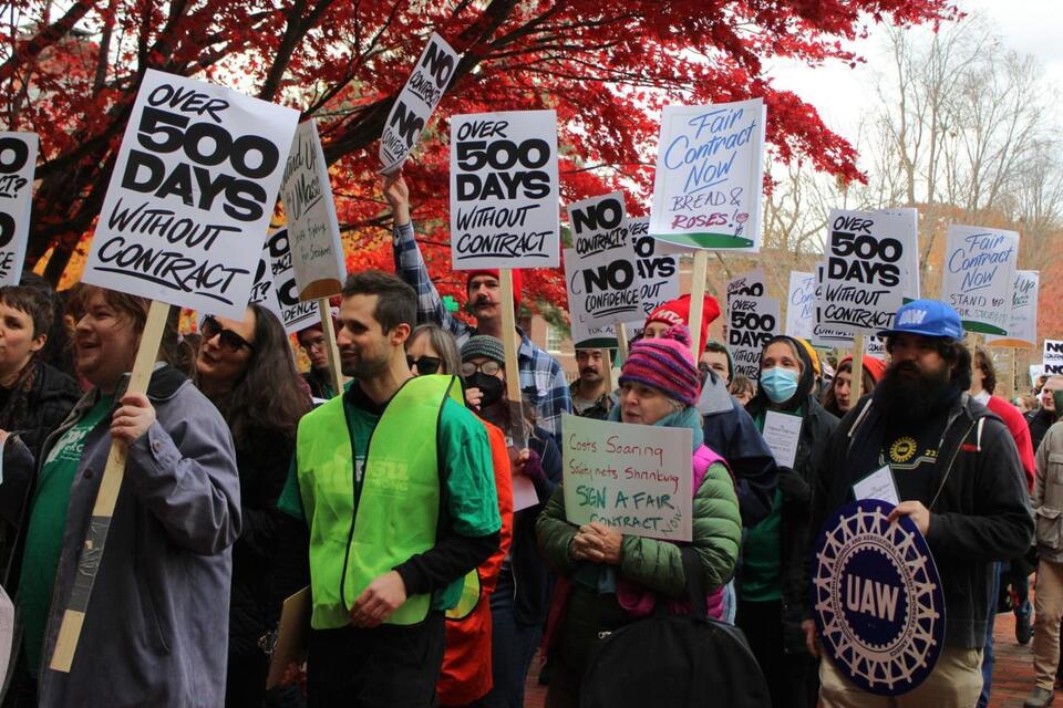 No contract, no confidence: PSU, USA and GEO UAW rally at Whitmore ...