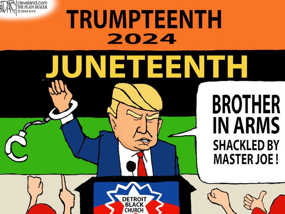 Trump on Juneteenth: Darcy cartoon