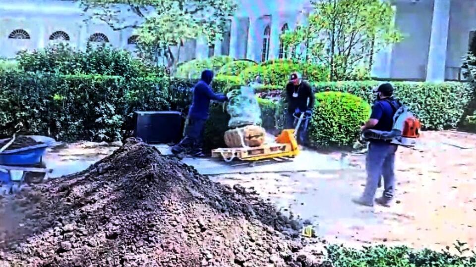 White House security footage reveals Rose Garden stone damage allegedly ...