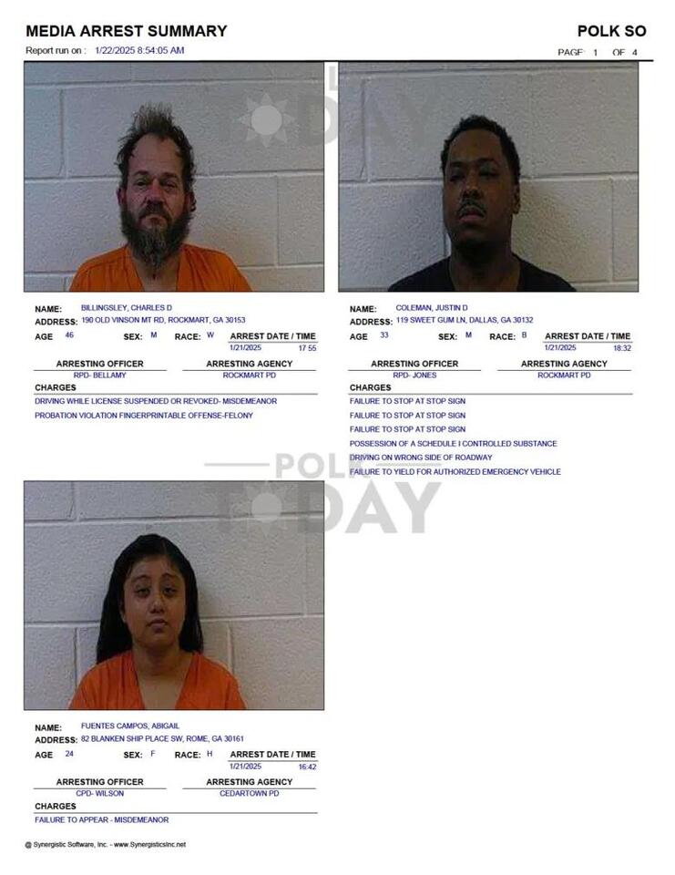 Polk Jail report – Wednesday, January 22, 2025 - NewsBreak