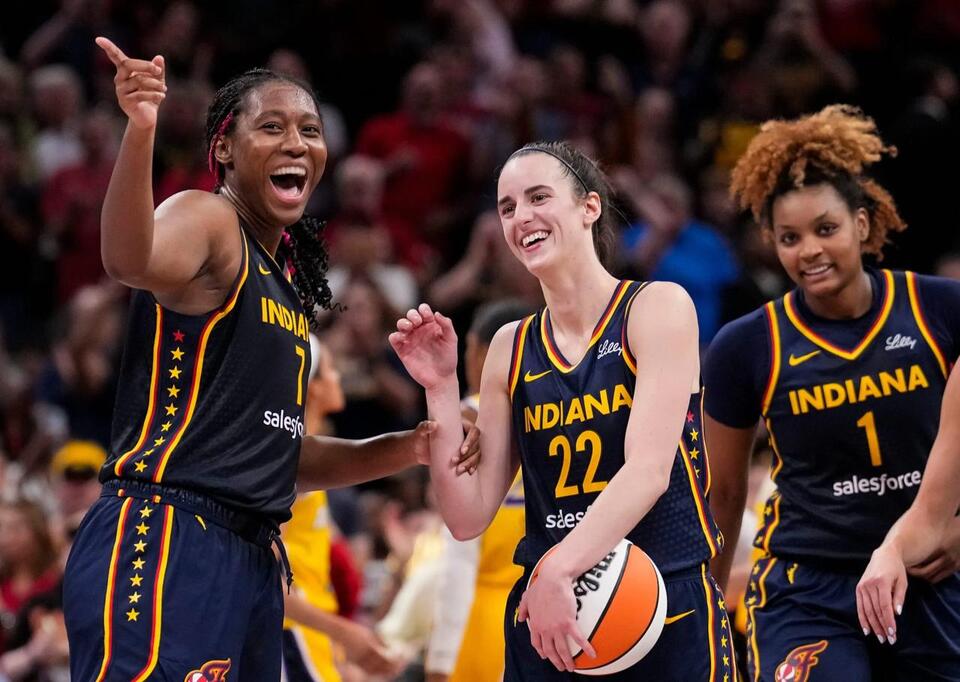 WATCH: Caitlin Clark Crashes Aliyah Boston’s Interview As Fever Beat Lynx To Win WNBA ...