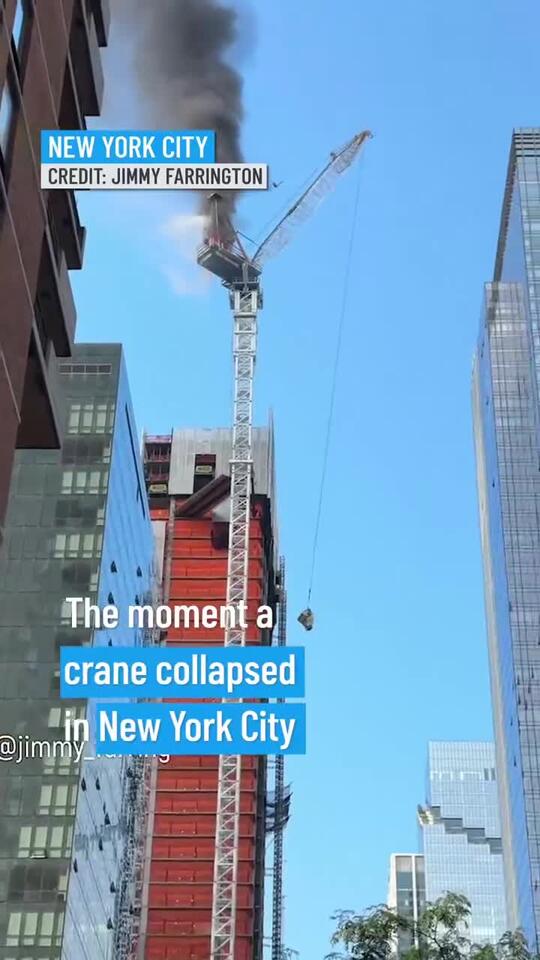 A crane on top of a NYC skyscraper partially collapsed after it broke ...