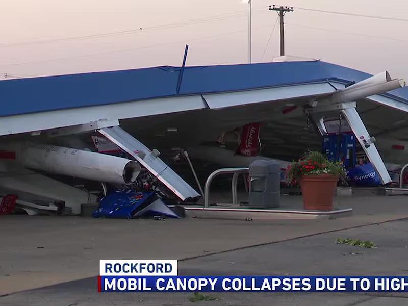 Weather experts blame high winds for canopy collapse at Rockford Mobil ...