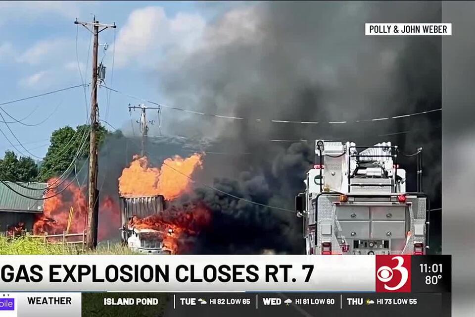 Truck fire, explosion shut down Route 7 in Ferrisburgh - NewsBreak