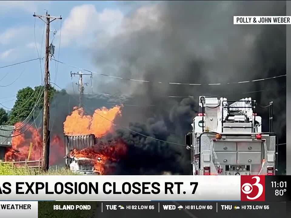 Truck fire, explosion shut down Route 7 in Ferrisburgh