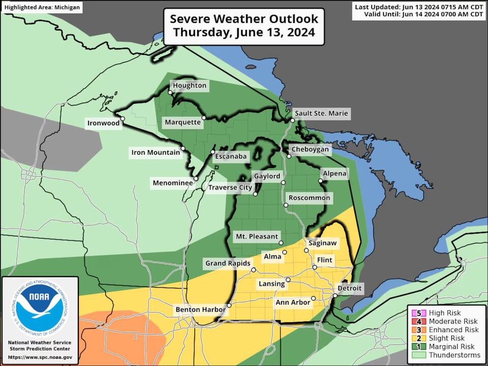 Severe weather update: Tornado chance placed over all of Lower Michigan ...