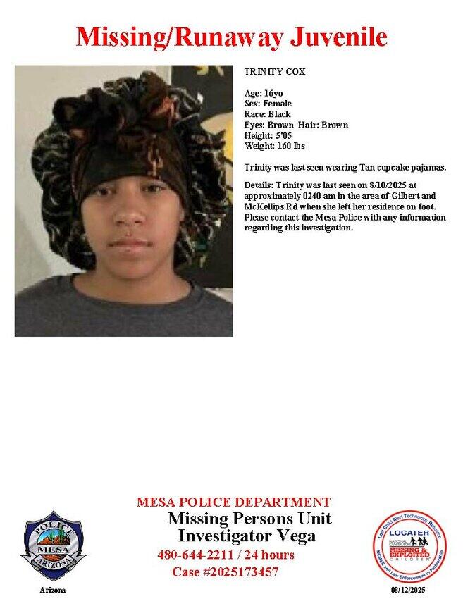Trinity Cox, 16, missing from Mesa, police say - NewsBreak