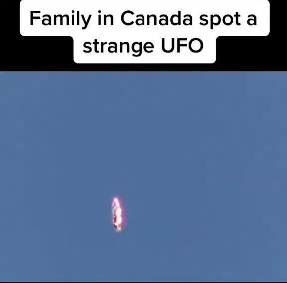 A family in Canada spot a strange UFO which seems to be glowing orange ...