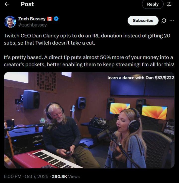 “That way she gets it all.” Twitch CEO Dan Clancy prefers direct ...