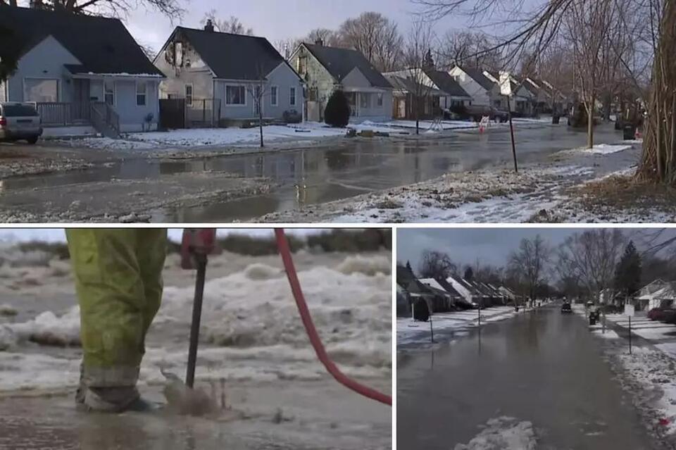 Water Main Break Turns Michigan Street Into Frozen River - NewsBreak