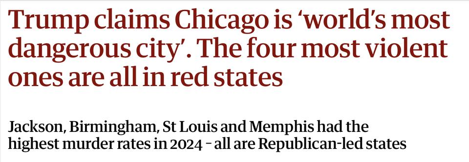 The four most violent US cities are in red states. Yet Trump claims ...
