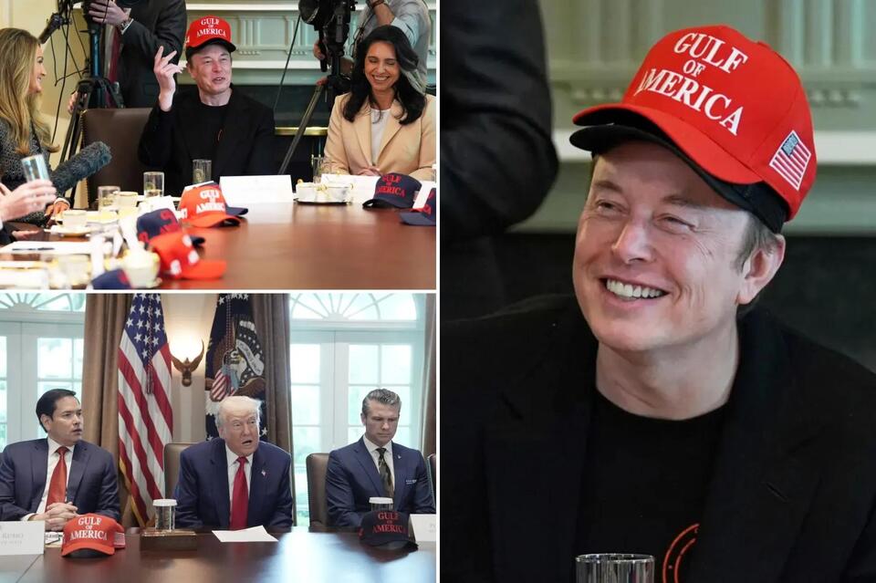 Elon Musk cap-tivates Trump at cabinet meeting as DOGE chief dons two ...