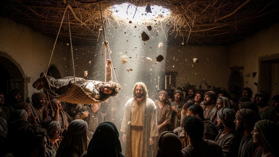Jesus was preaching when the ceiling suddenly disintegrated above His ...