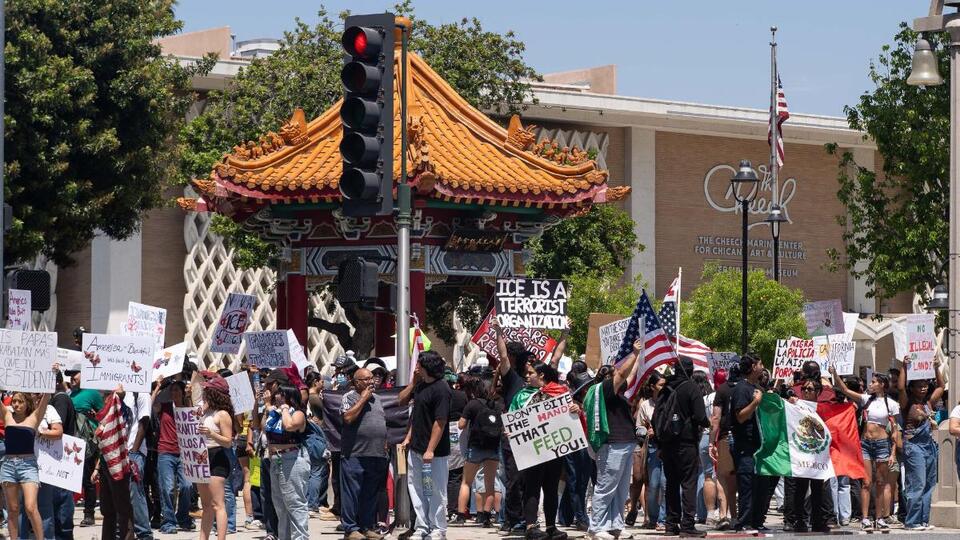 Hundreds Protest In Downtown Riverside In Response To ICE Raids Across ...