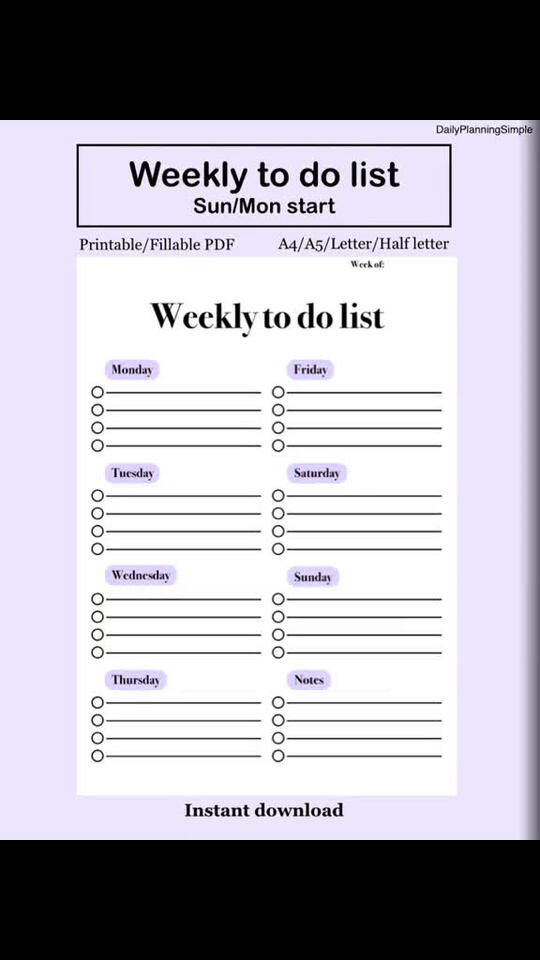 Daily Planning Simple on Etsy This printable weekly to do list template ...