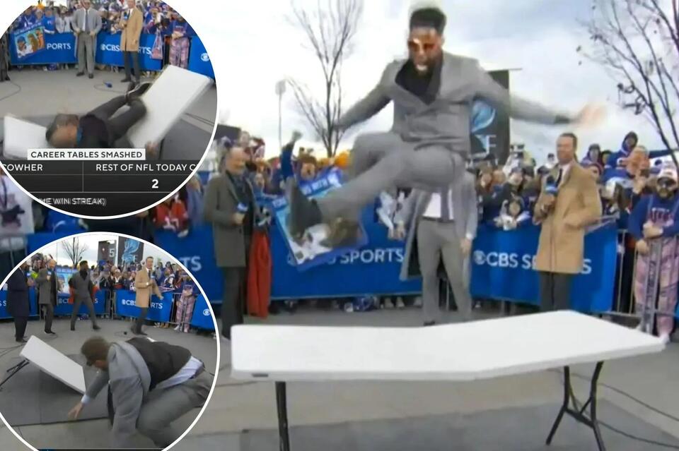 CBS NFL crew breaks tables in front of Bills Mafia before Chiefs game ...
