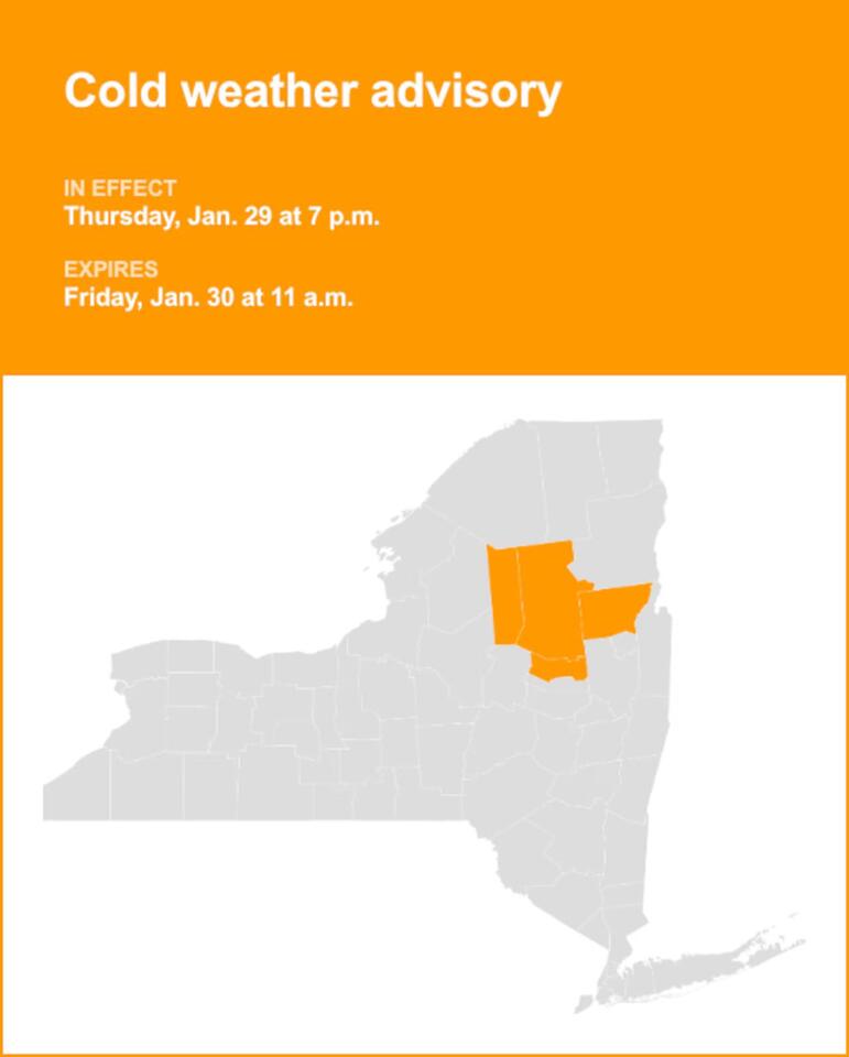 NY weather: part of New York under a cold weather advisory until Friday ...