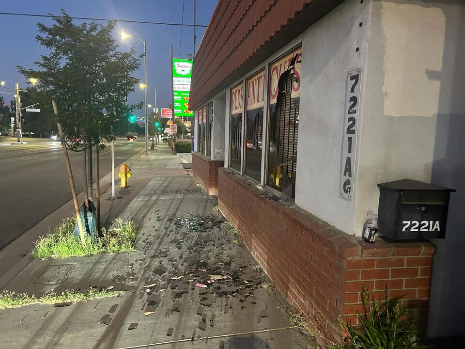 Vandal sought after windows of Canoga Park stores, church broken