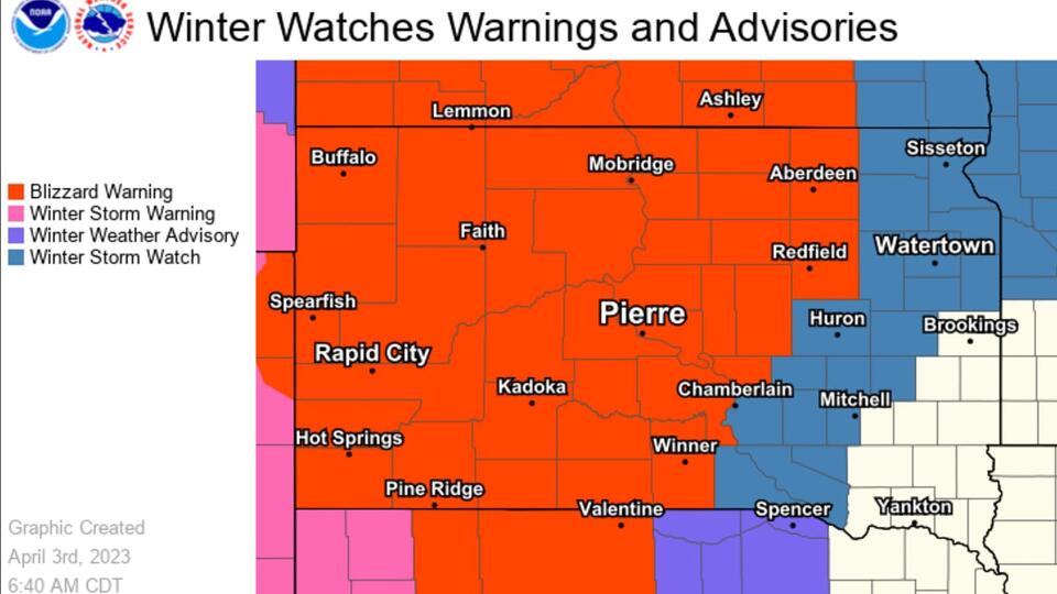 April Winter Storm Bringing Big Snow and Blizzard To South Dakota ...