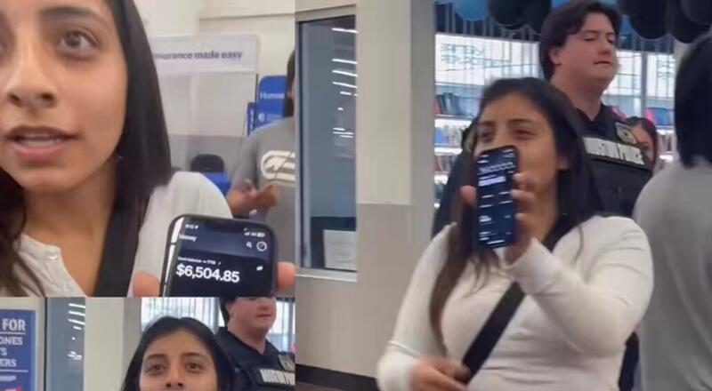 Woman pulls out her phone and shows her bank balance after being called ...
