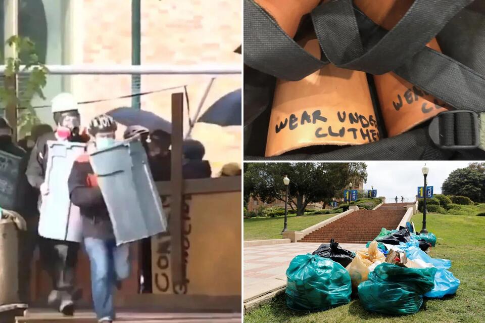 Anti-Israel mob charges cops in Portland with garbage can shields ...