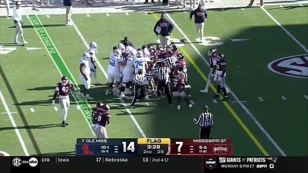 Mississippi rivals have violent brawl as college football game descends ...