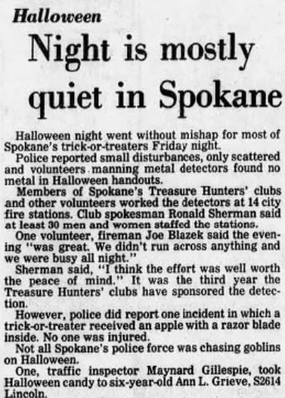 This day in history: The great razor-blade scare for Halloween candy ...