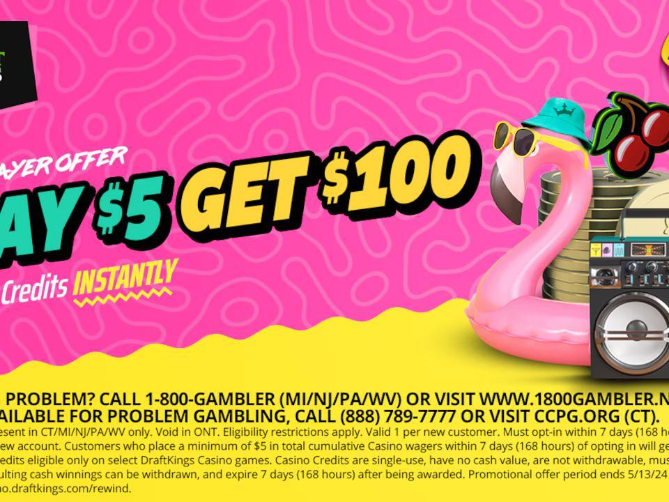 DraftKings Casino promo code: Secure $100 casino credits exclusively in CT, MI, NJ, PA and WV ...