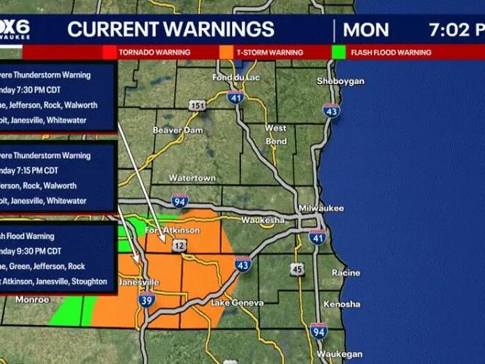 Wisconsin severe weather Monday; tornado, thunderstorm warnings