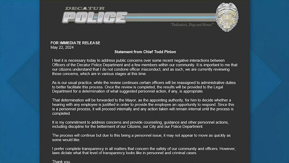Decatur police chief releases statement, leaving community with more ...