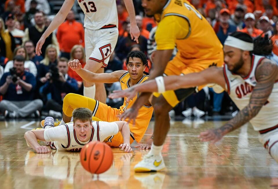 Mizzou forward Trent Pierce and Ben Humrichous watch as they lose ...