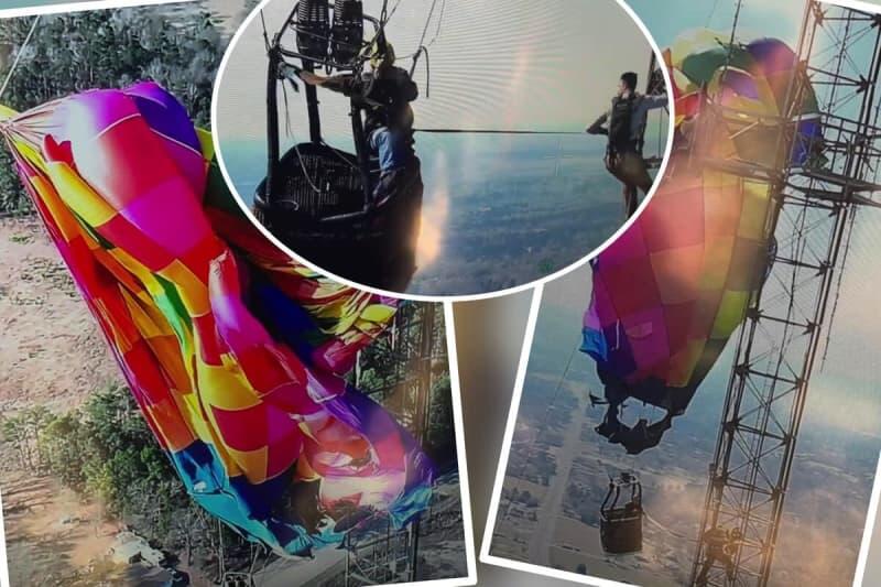 Texas firefighters rescue people stuck in hot air balloon snagged on ...