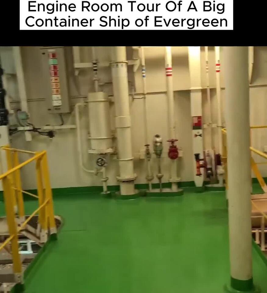 Engine Room Tour Of A Big Container Ship of Evergreen #ship #marine # ...