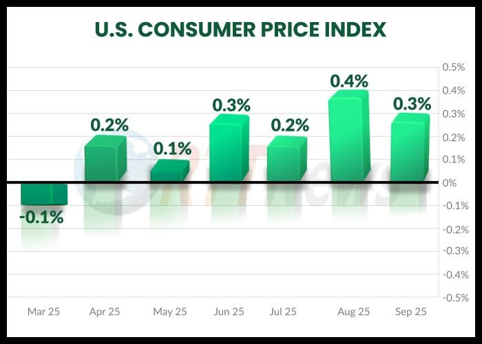U.S. Consumer Prices Rise 0.3% In September, Slightly Less Than ...